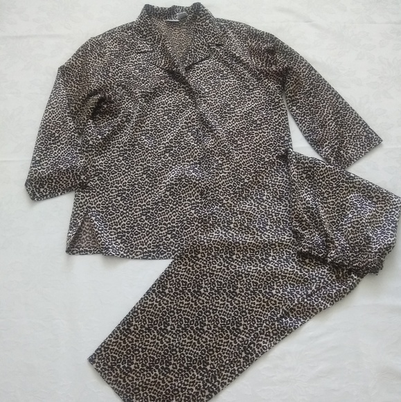 Spiegel | Intimates & Sleepwear | Spiegel Leopard Print Satin Pajamas 2 ...